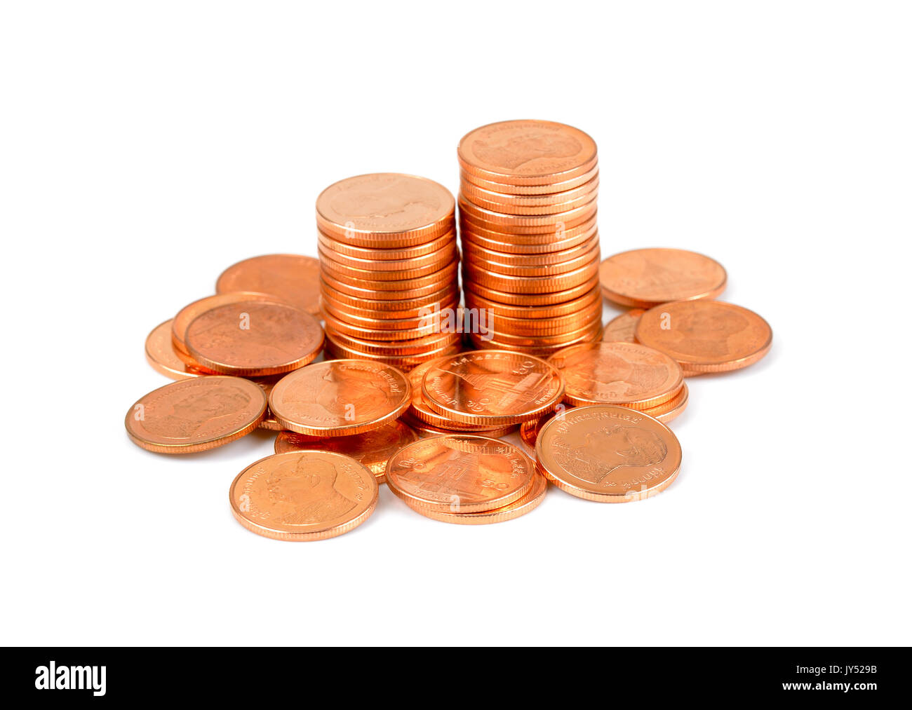 vintage thai bath coins on white.Old thai bath. gold color Thai coin ...