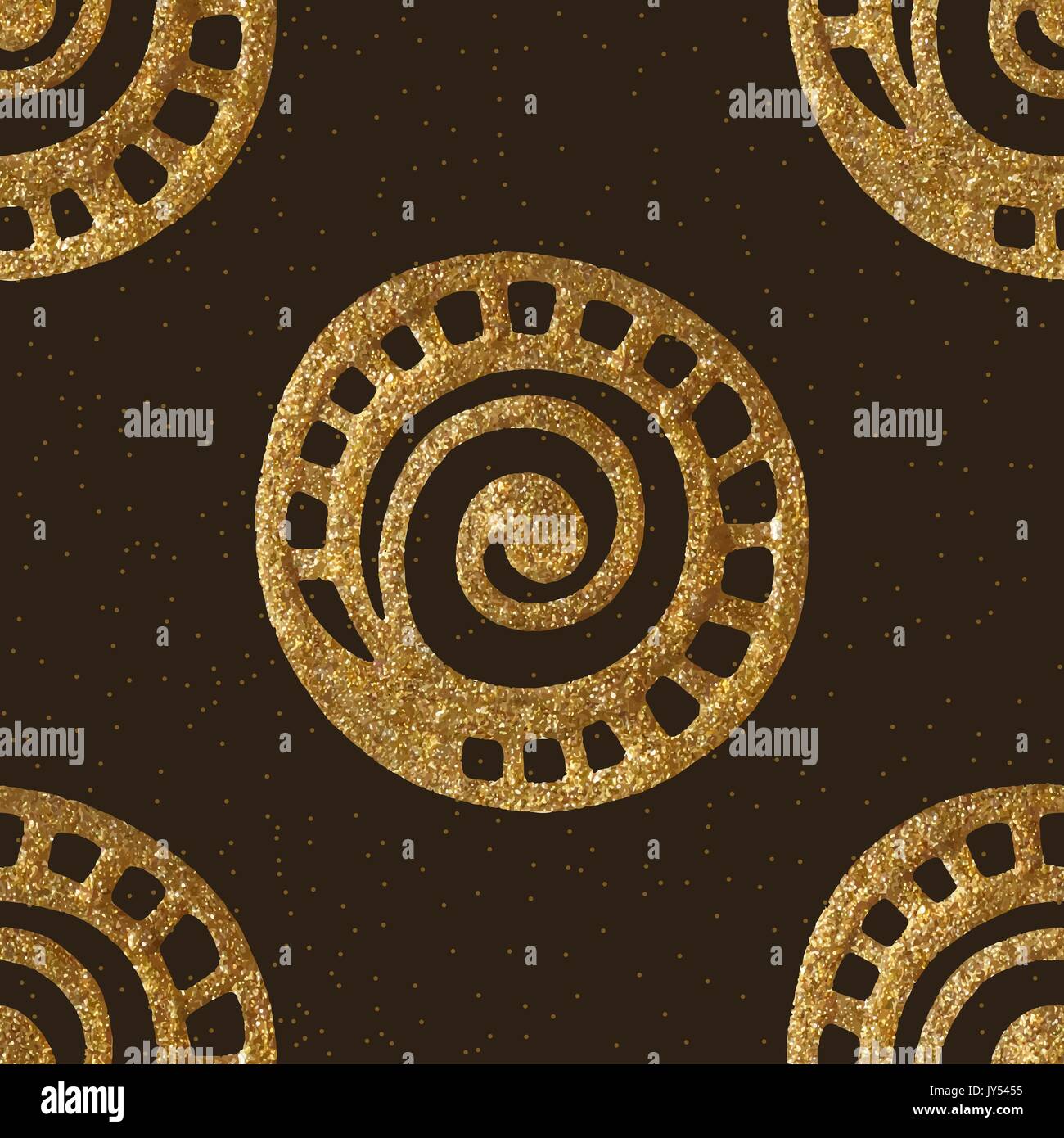Vector gold hand drawn ethnic tribal background. Seamless isolated ...