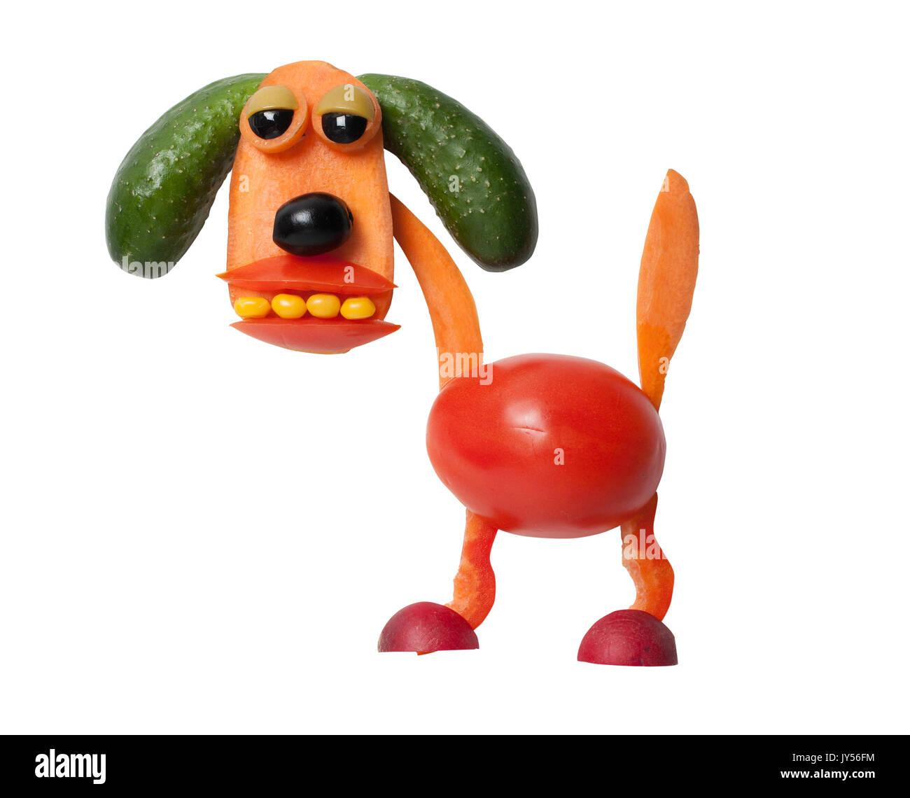 Dog made of tomato, carrot and cucumber Stock Photo - Alamy