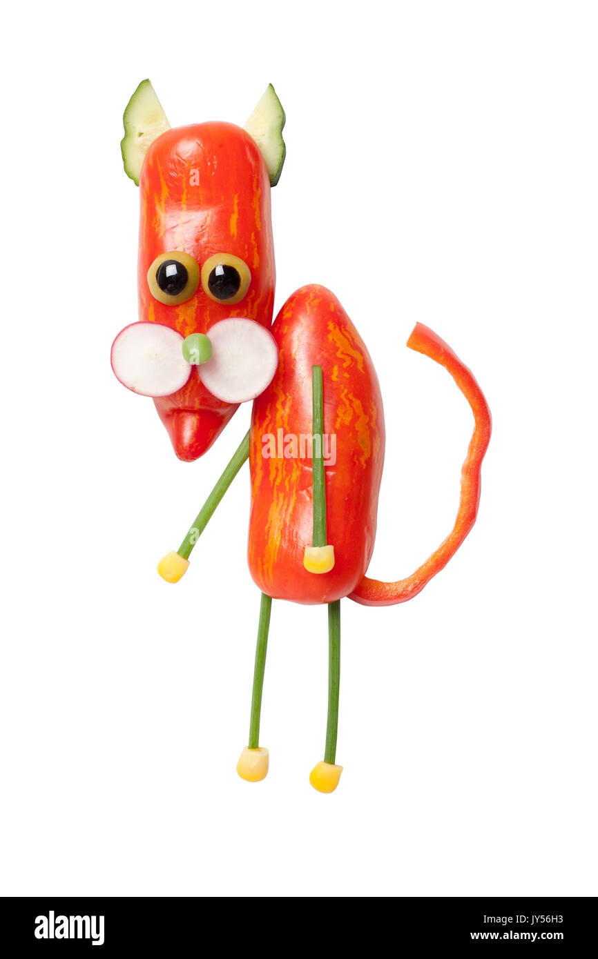 Funny cat made of pepper on white background Stock Photo - Alamy
