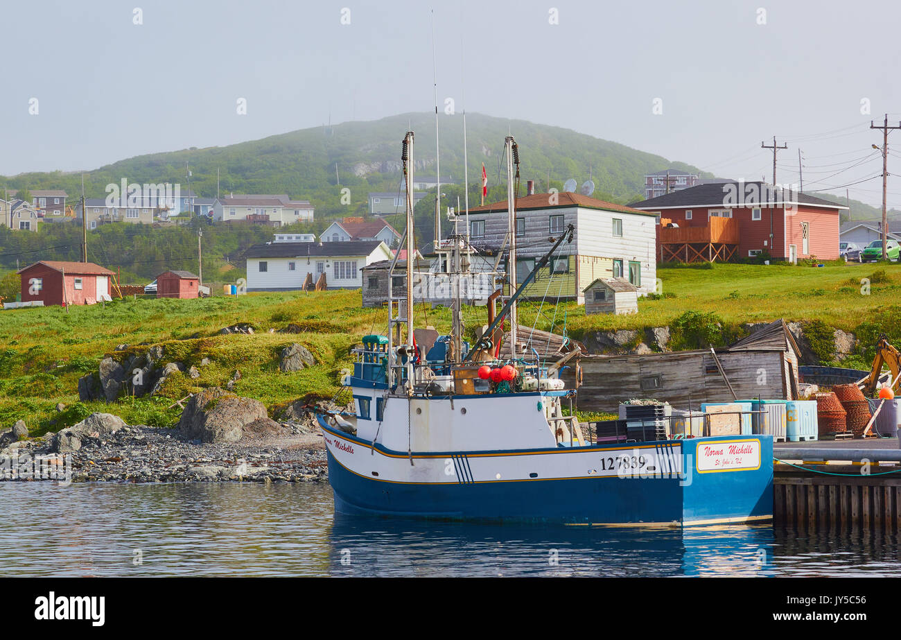 Fishing trawler in the harbour of St. Lunaire-Griquet at the northern ...