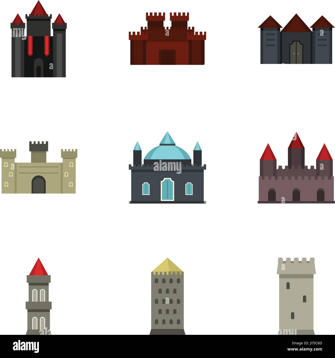 Medieval castles icon set, flat style Stock Vector Image & Art - Alamy