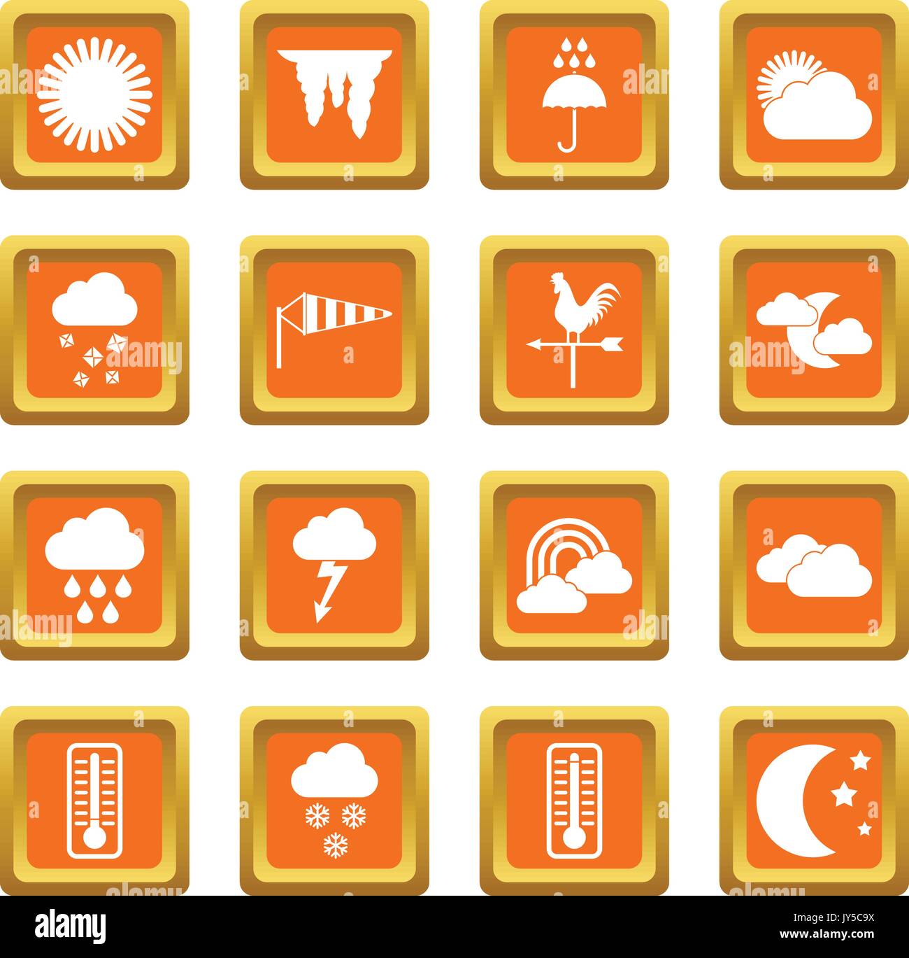 Weather icons set orange Stock Vector Image & Art - Alamy