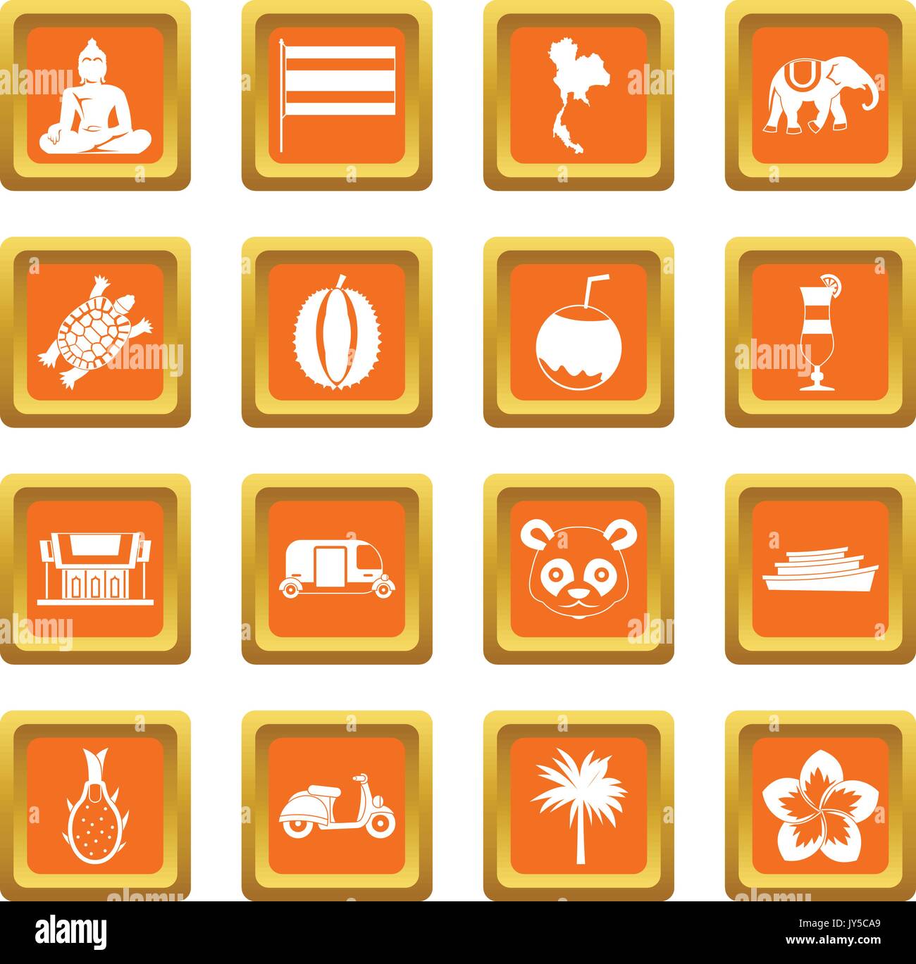 Costa Rica icons set orange Stock Vector Image & Art - Alamy