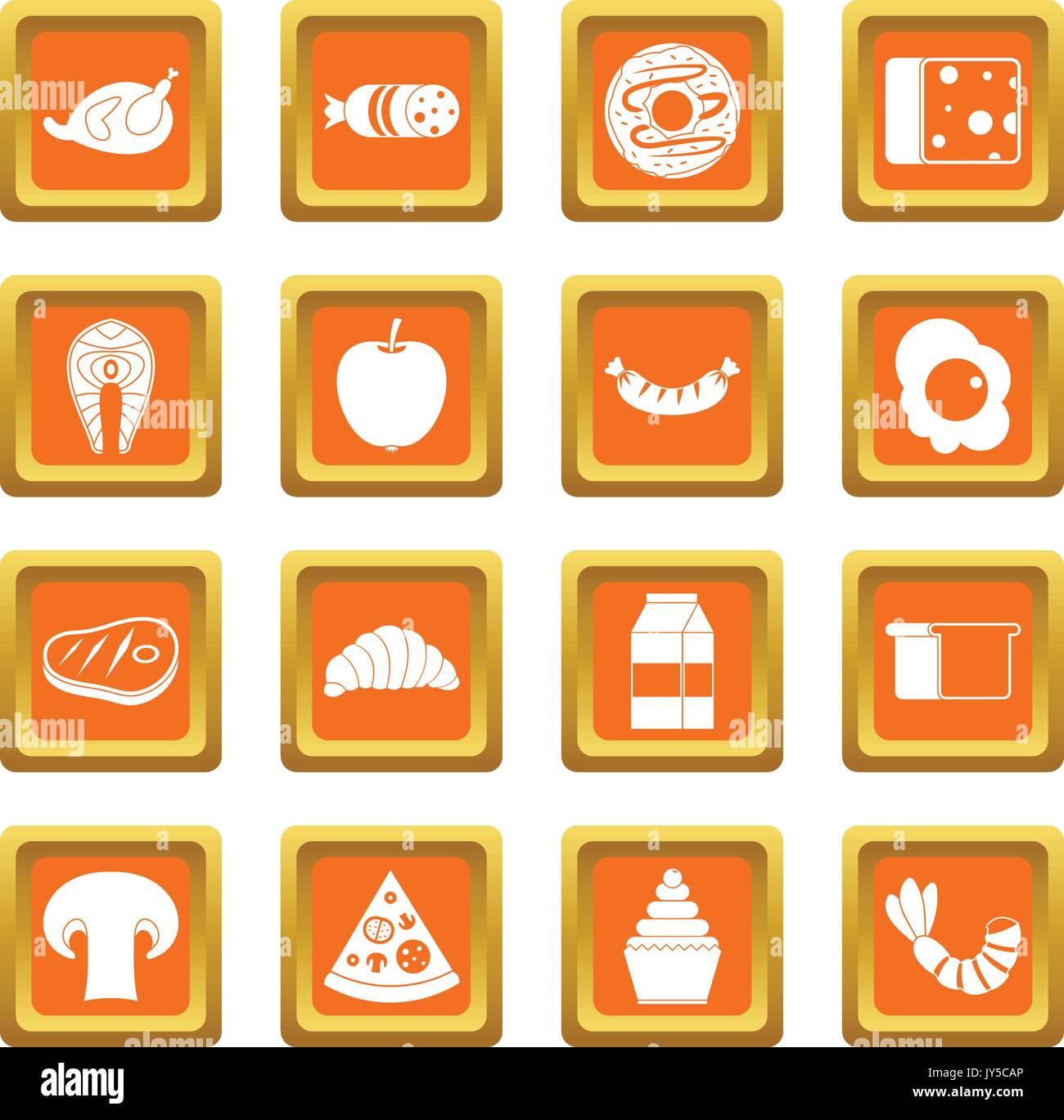 Food icons set orange Stock Vector Image & Art - Alamy