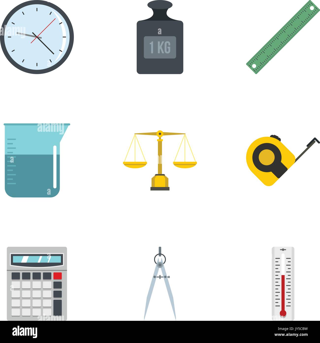 Measurement icon set, flat style Stock Vector Image & Art - Alamy