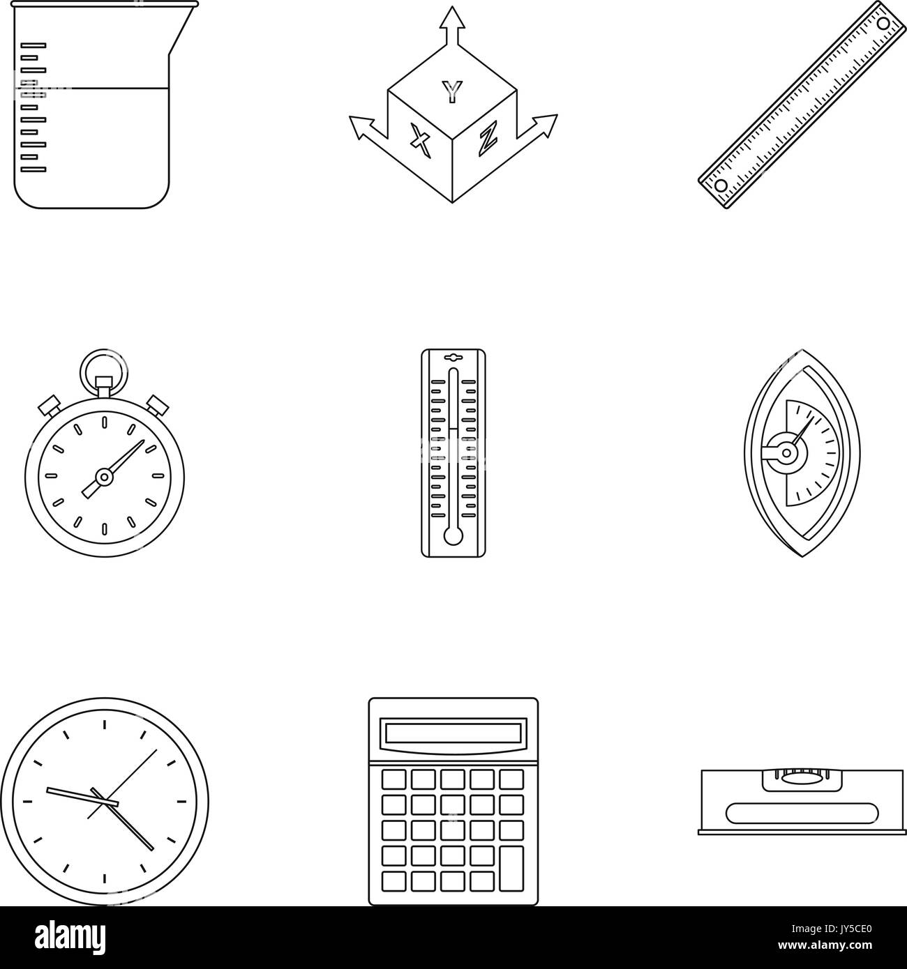 Measuring icon set, outline style Stock Vector Image & Art - Alamy
