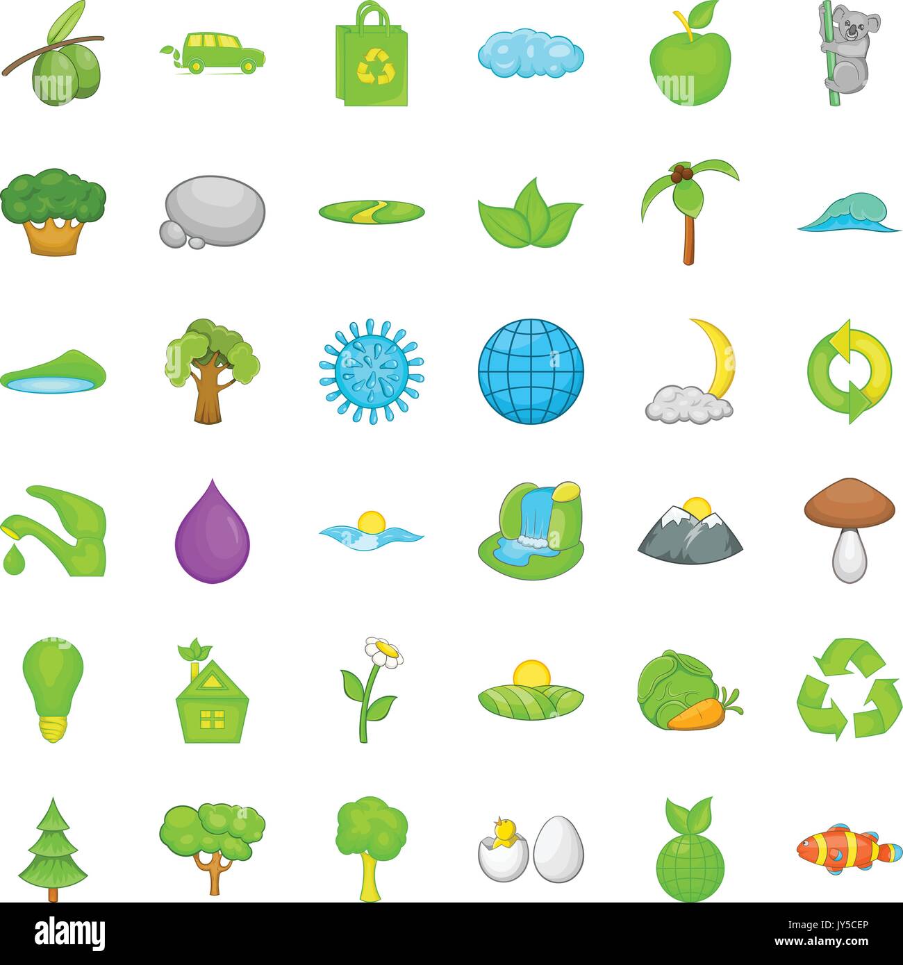 Green leaf icons set, cartoon style Stock Vector Image & Art - Alamy