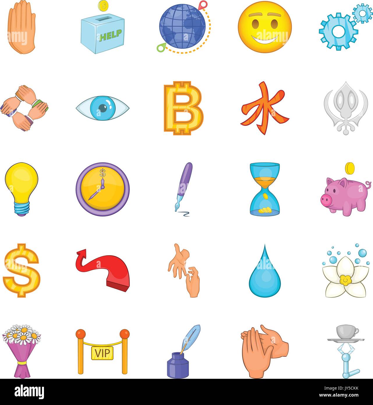 Endowment icons set, cartoon style Stock Vector Image & Art - Alamy