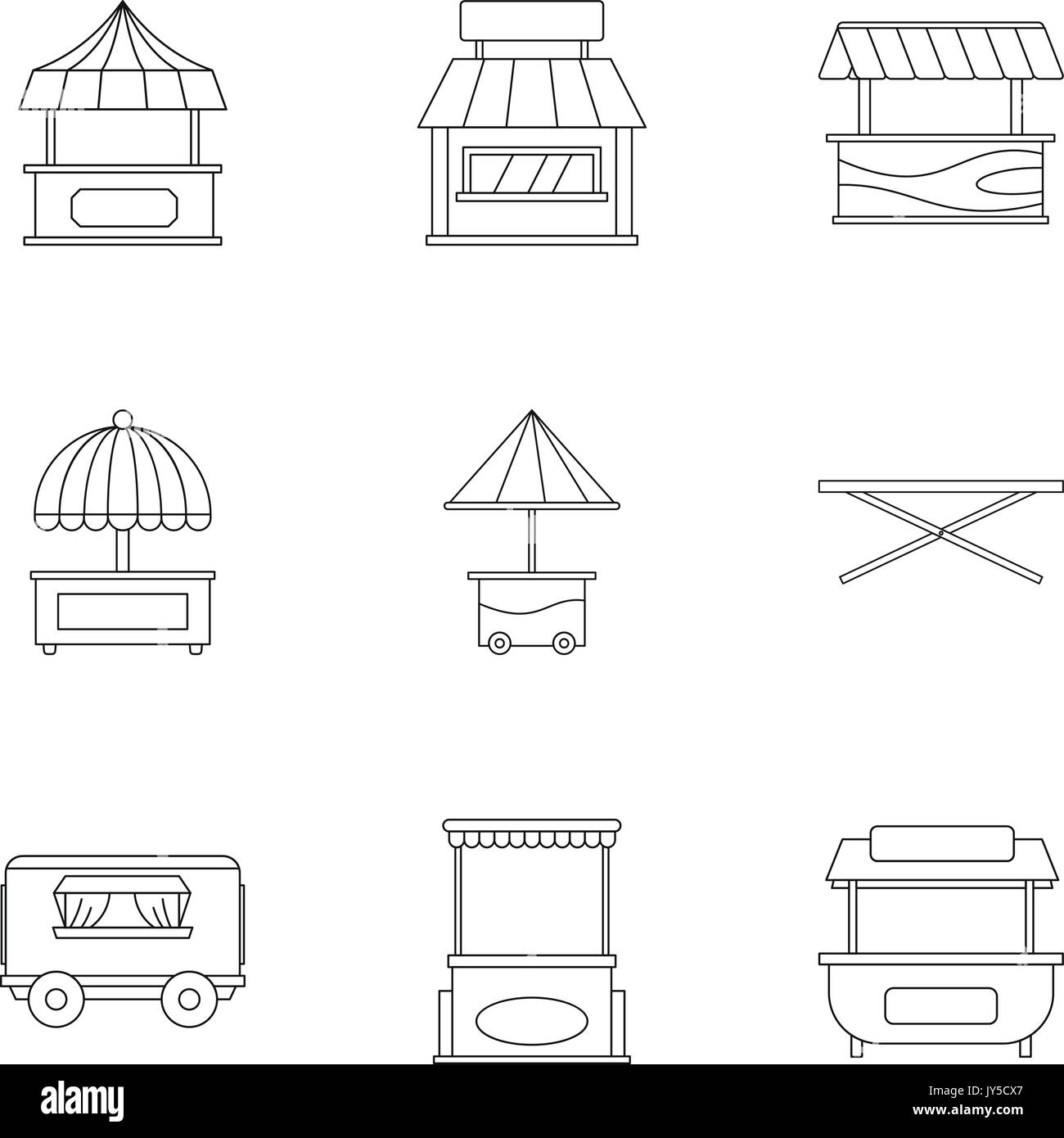 Street stall icon set, outline style Stock Vector Image & Art - Alamy