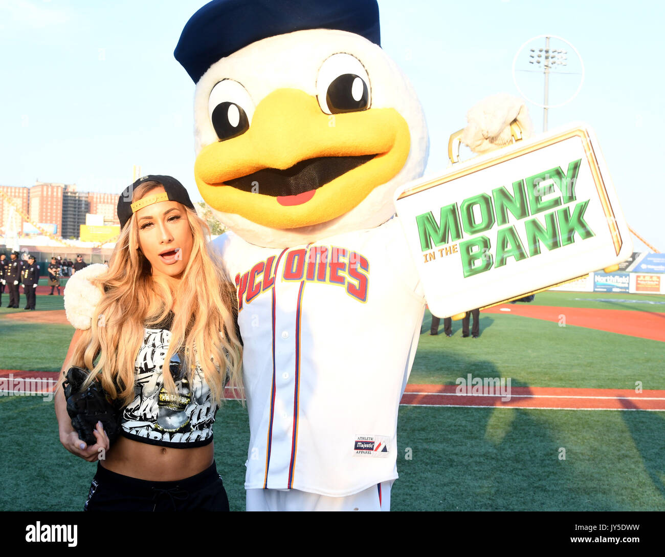 Brooklyn, NY, USA. 17th Aug, 2017. WWE Superstars Carmella and Pee Wee ...