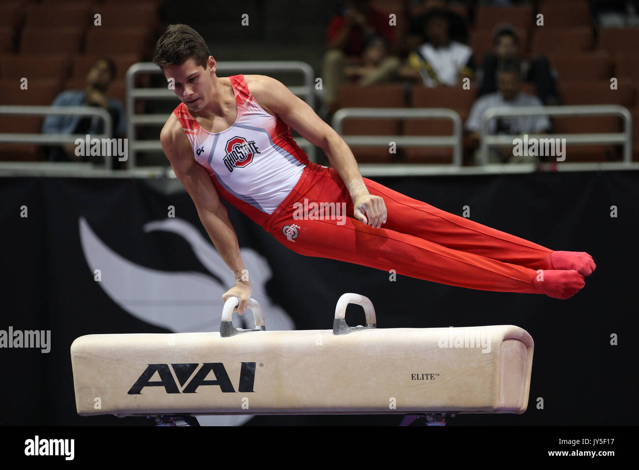 August 17, 2017: Gymnast Alex Yoder competes in the first day of the ...