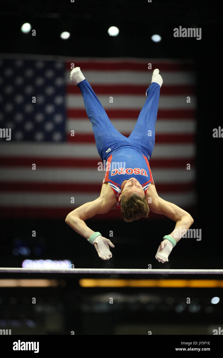 August 17, 2017: Gymnast Eddie Penev competes in the first day of the ...