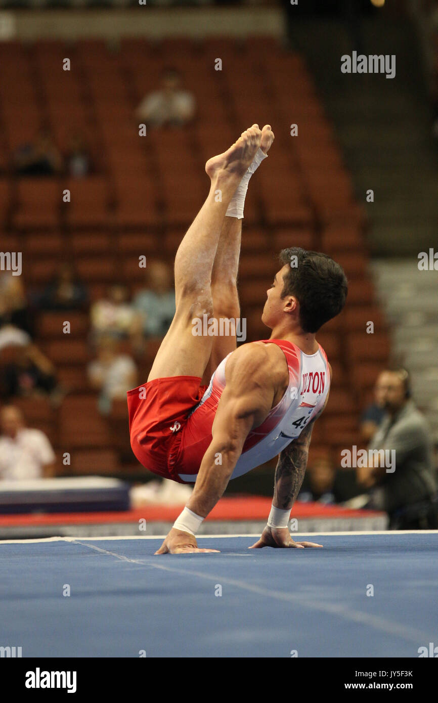 August 17, 2017: Gymnast Sean Melton competes in the first day of the ...
