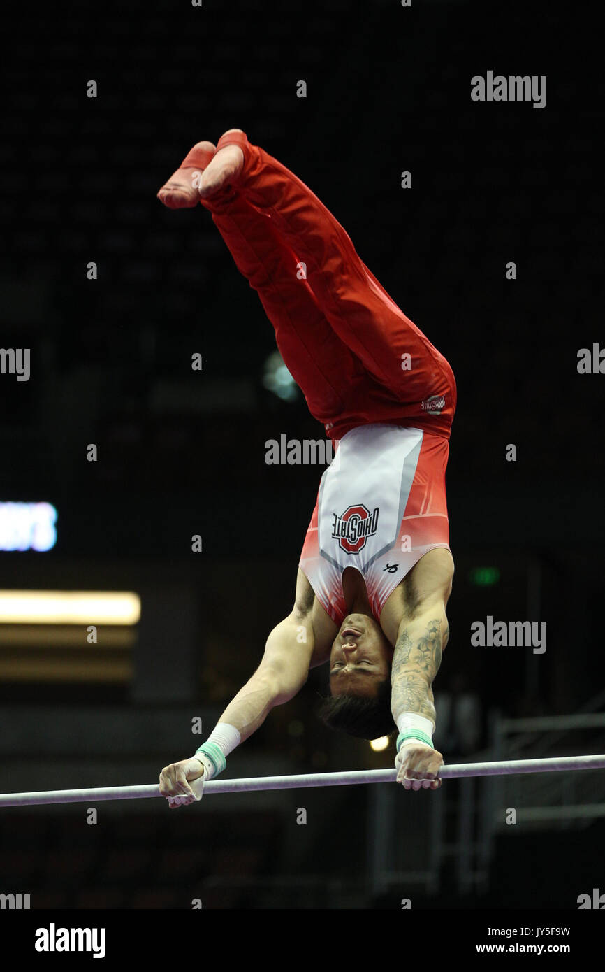 August 17, 2017: Gymnast Sean Melton competes in the first day of the ...