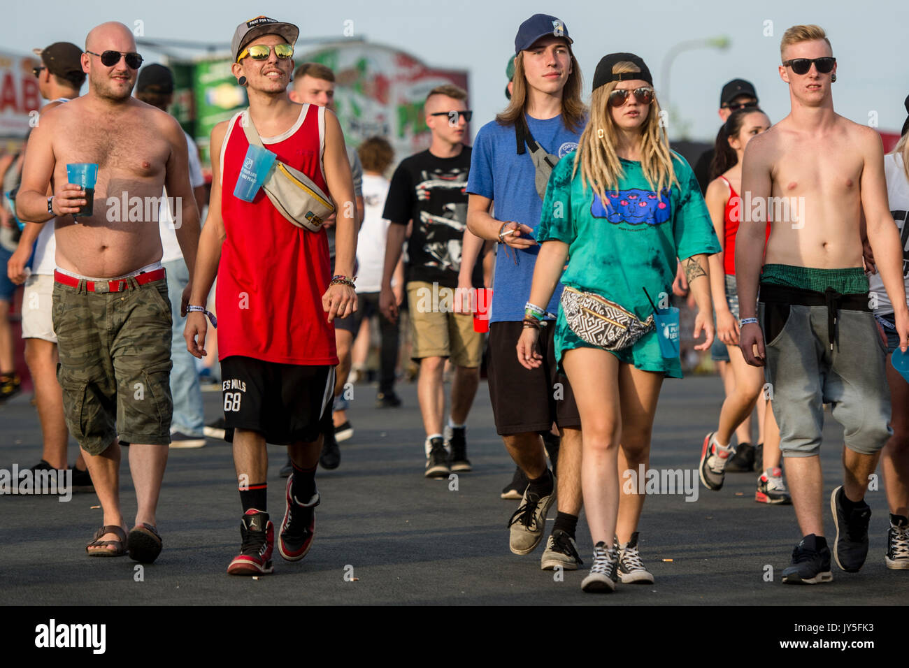 Visitors attend the first day of the Hip Hop Kemp music festival at the ...