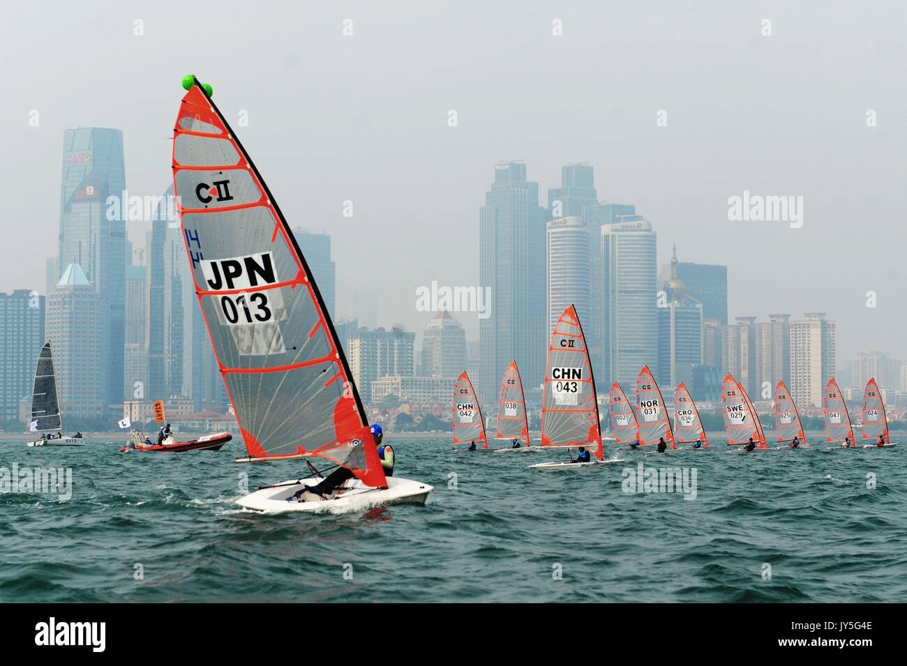 Qingdao, China. 18th August, 2017. The sailing contest is held at ...