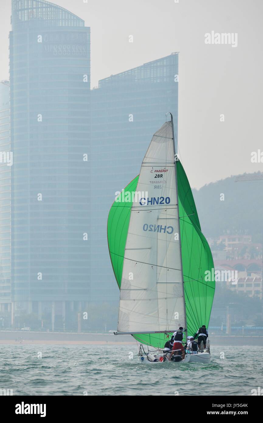 Qingdao, China. 18th August, 2017. The sailing contest is held at ...