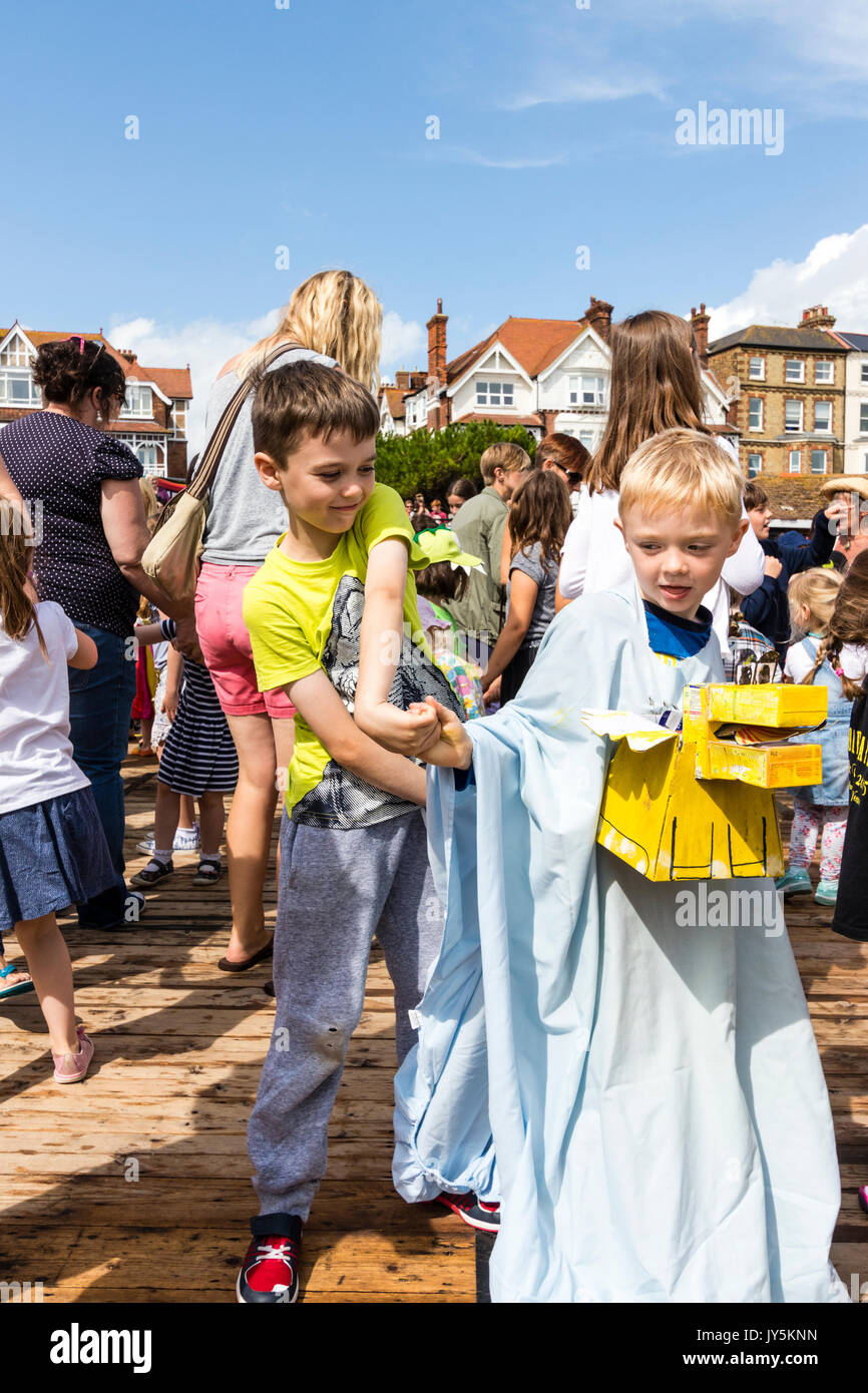 England, Broadstairs folk week. Hobby Horse club. Five or six year old ...