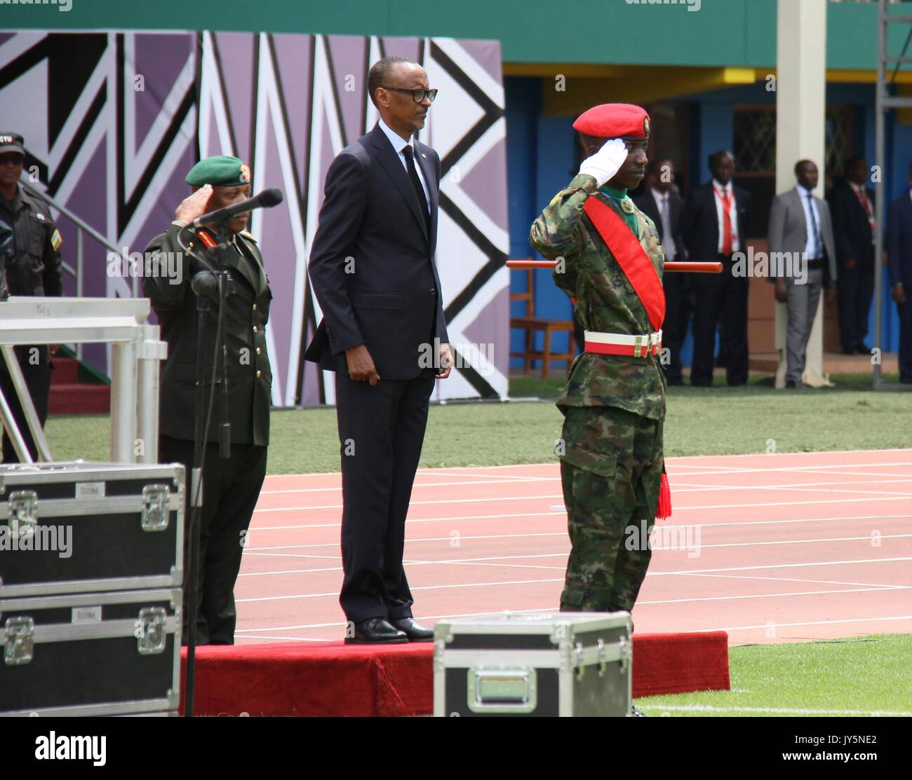 Kigali, Rwanda. 18th Aug, 2017. Rwandan President Paul Kagame (C ...