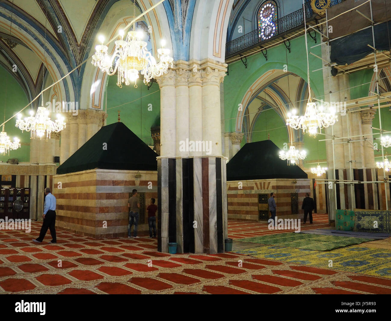 The great interior of the Ibrahimi-Mosque in Hebron in the West Bank ...