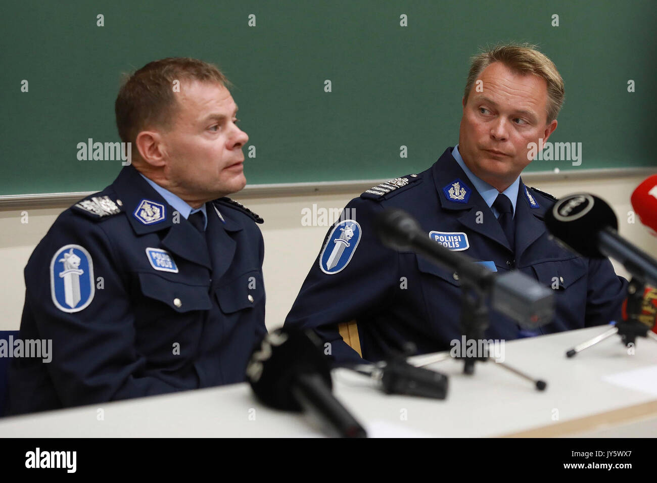 Turku, Finland. 19th Aug, 2017. Representatives from Finnish police ...
