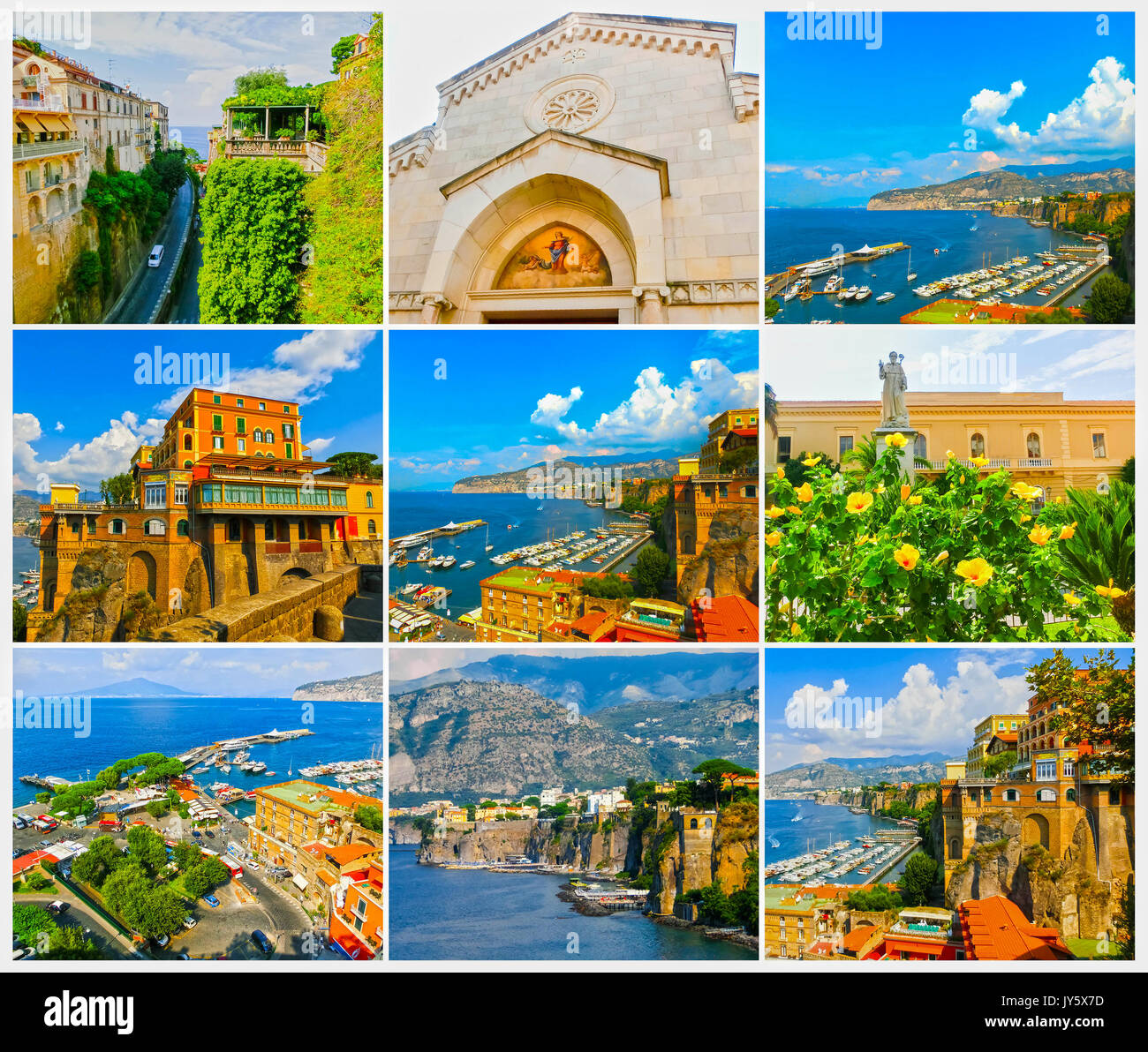 The collage of views of the coast in Sorrento, Italy Stock Photo - Alamy