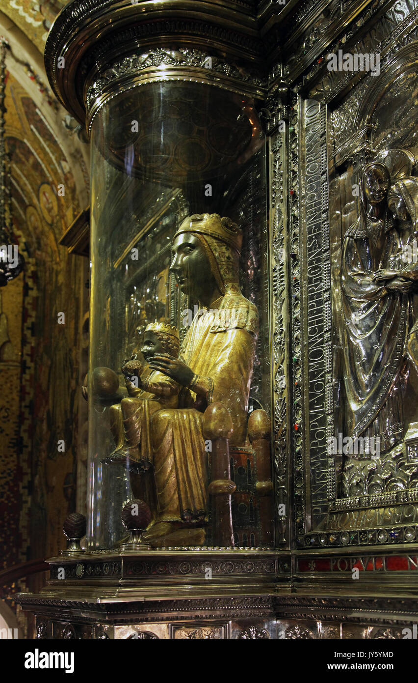 Black madonna.Virgin of Montserrat.La Moreneta.Montserrat.Interior of ...