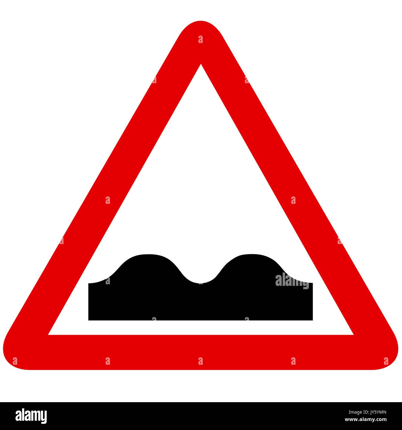 Uneven road road sign on white background Stock Photo - Alamy