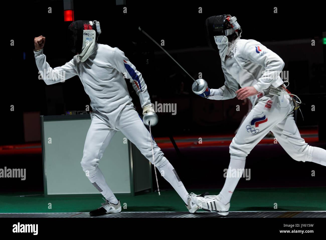 Kiev, Ukraine - April 14, 2012: One of fights during World Fencing ...
