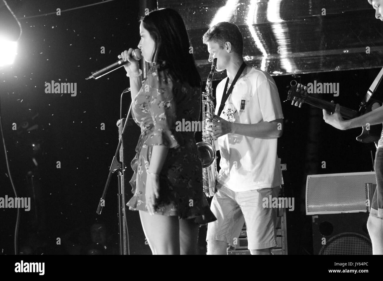 performance of Victoria Sheiko and cover band "Colibri" on the stage of ...