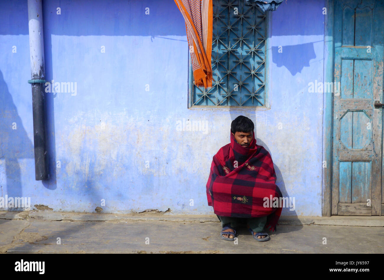 Man in rural India in front of his home Stock Photo - Alamy