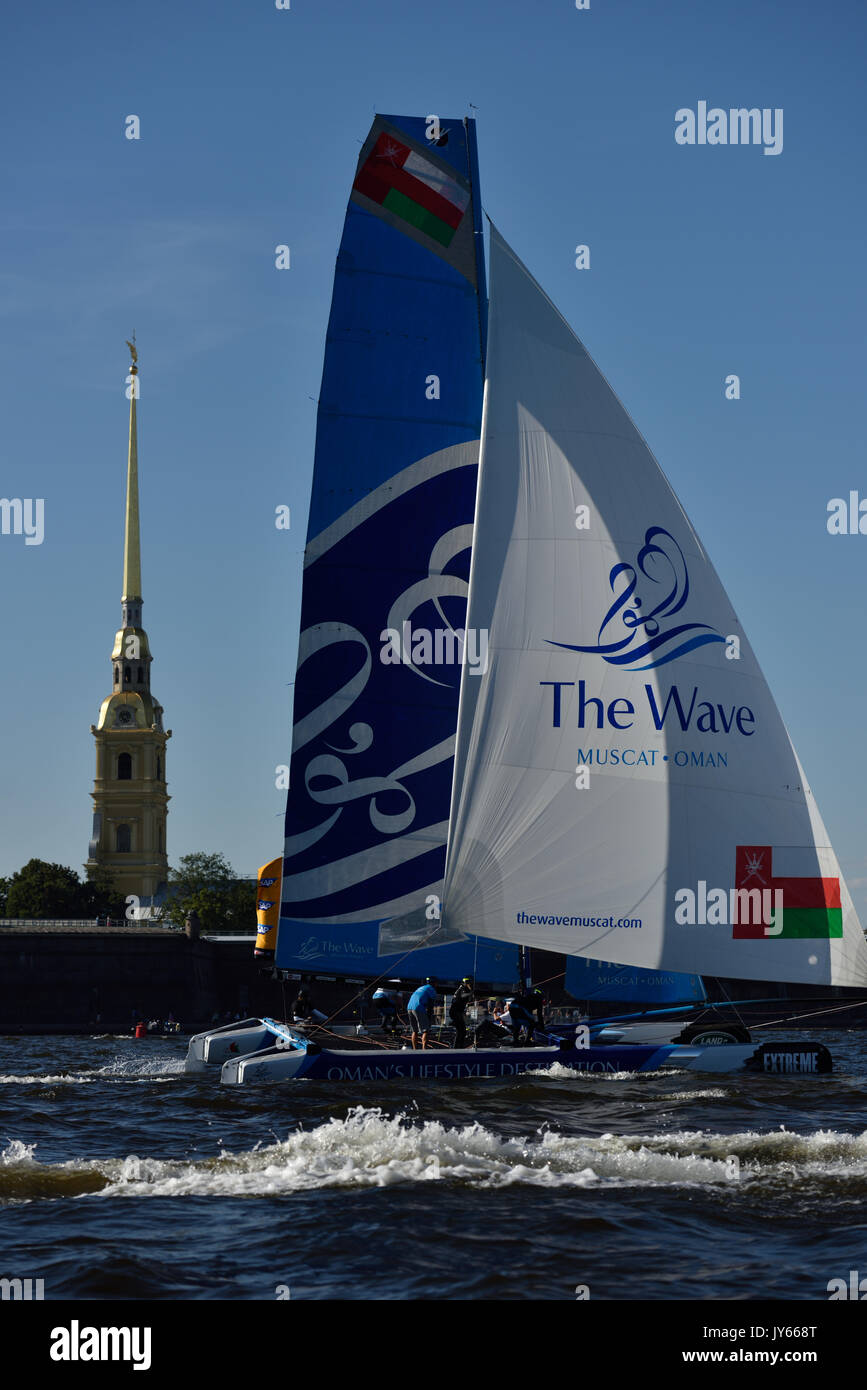 St. Petersburg, Russia - August 20, 2015: Catamaran of The Wave, Muscat ...