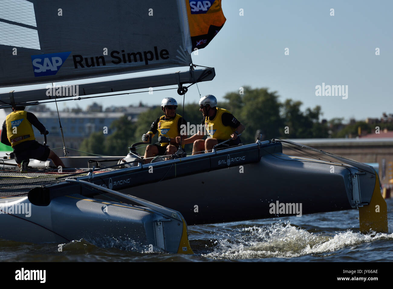 St. Petersburg, Russia - August 20, 2015: Catamaran of SAP Extreme ...