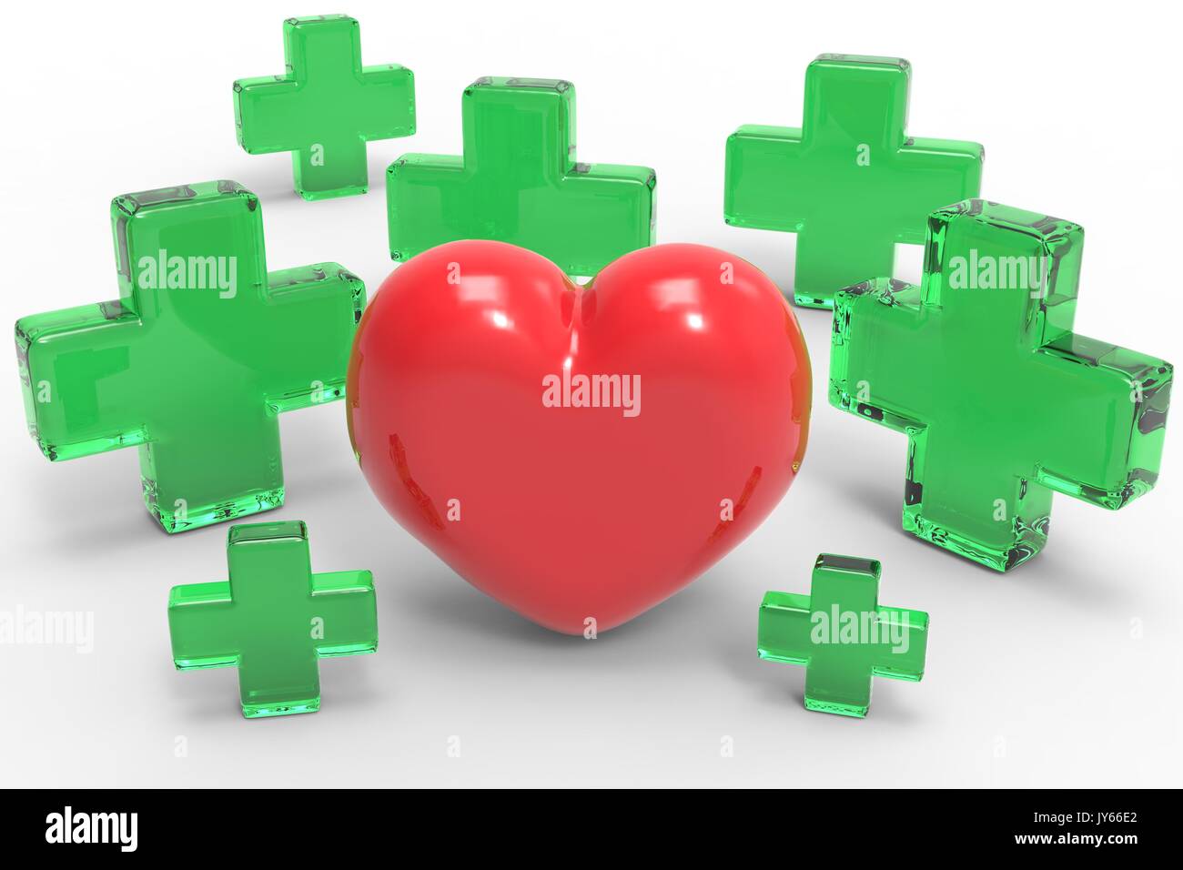 green cross and heart shape on white background Stock Photo - Alamy