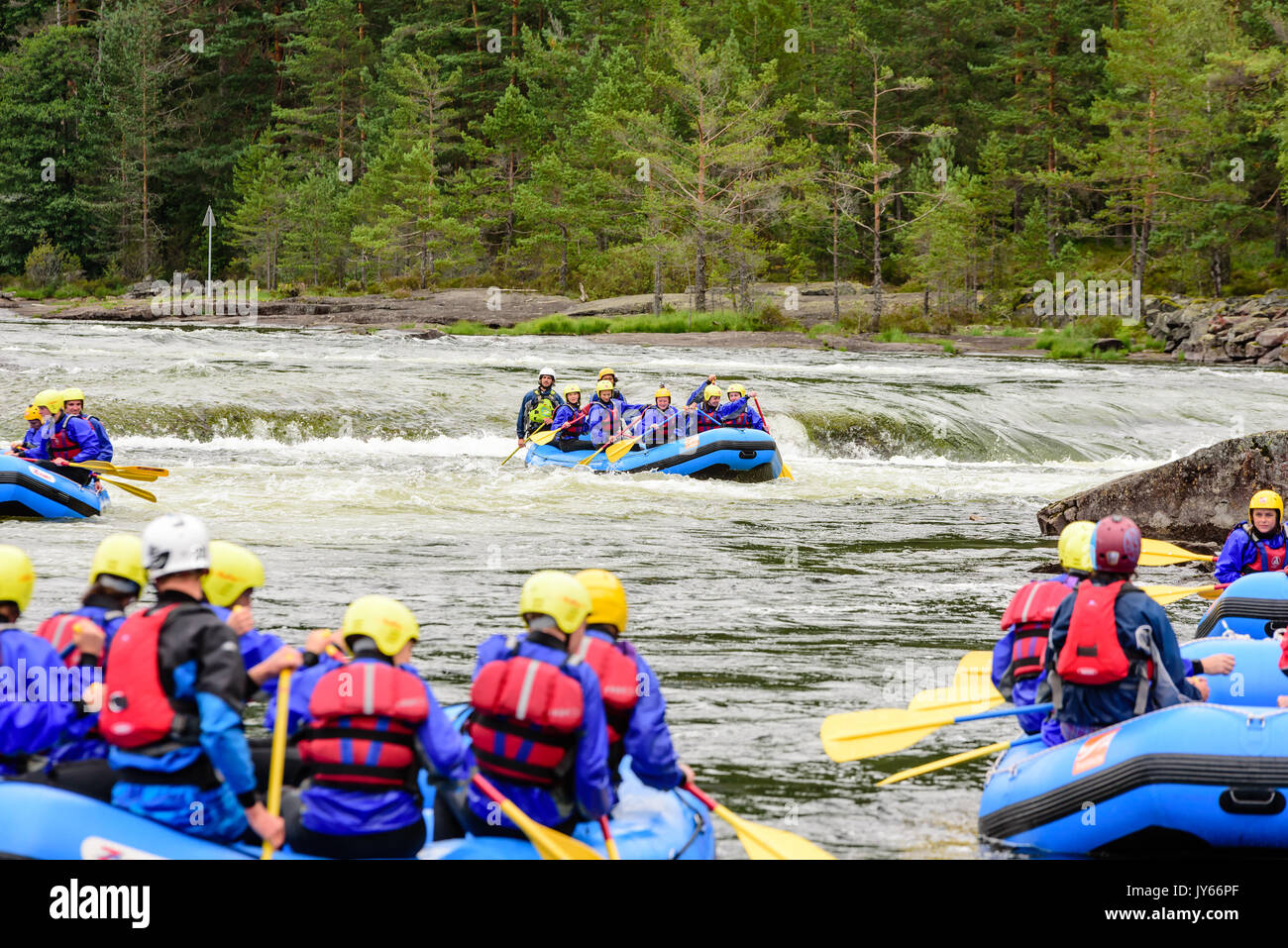 Byglandsfjord, Norway - August 1, 2017: Travel documentary of rafting ...