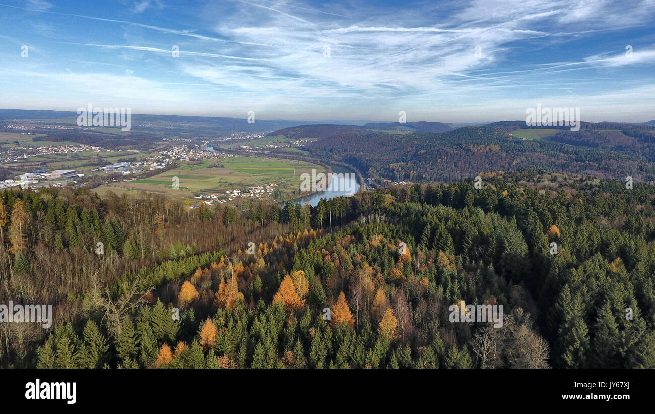 Luftaufnahme Fluss Rhein *** Local Caption *** Rhine, River ...