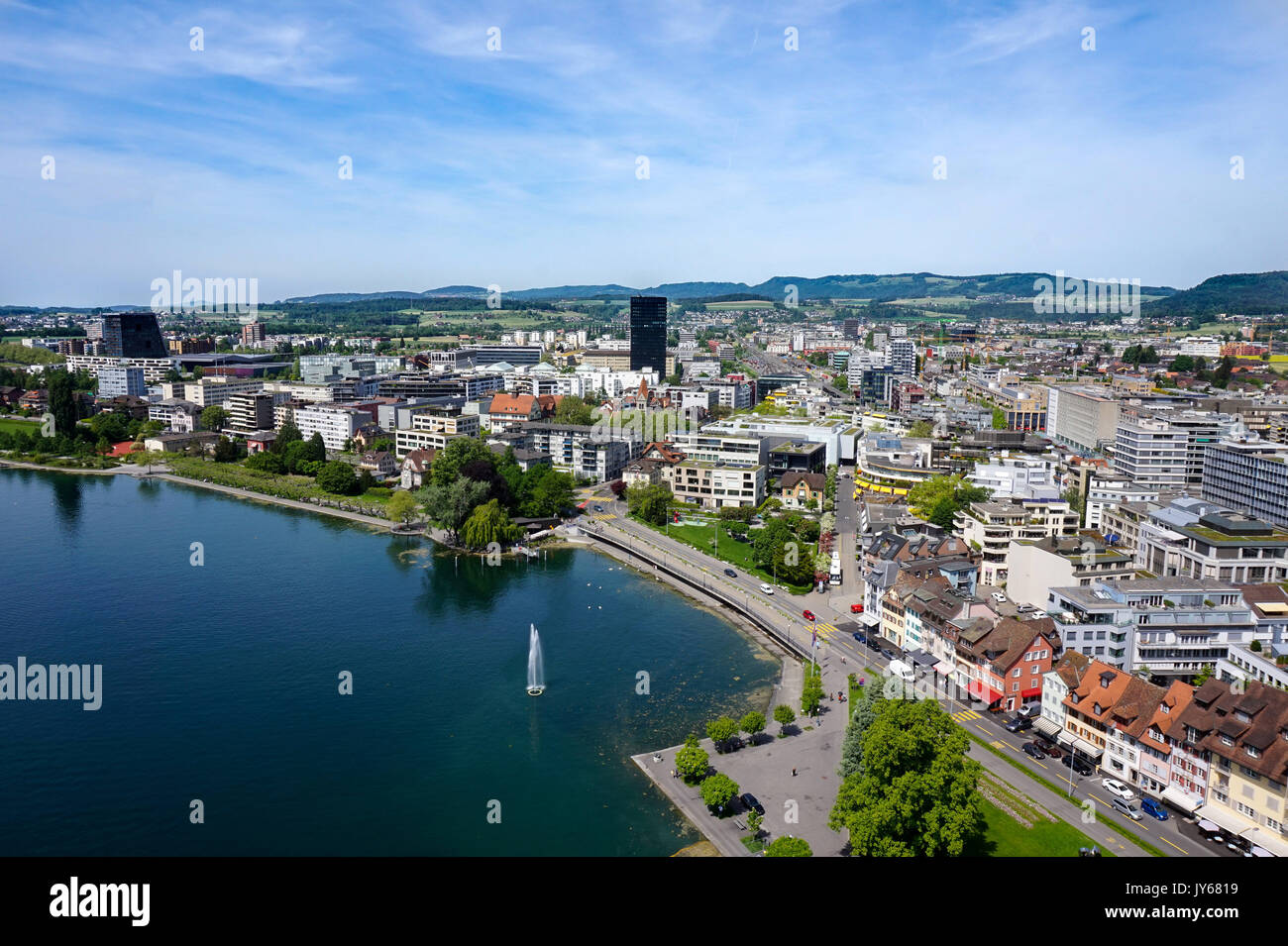 Luftaufnahme der Stadt Zug Richtung Bundesplatz Stock Photo - Alamy