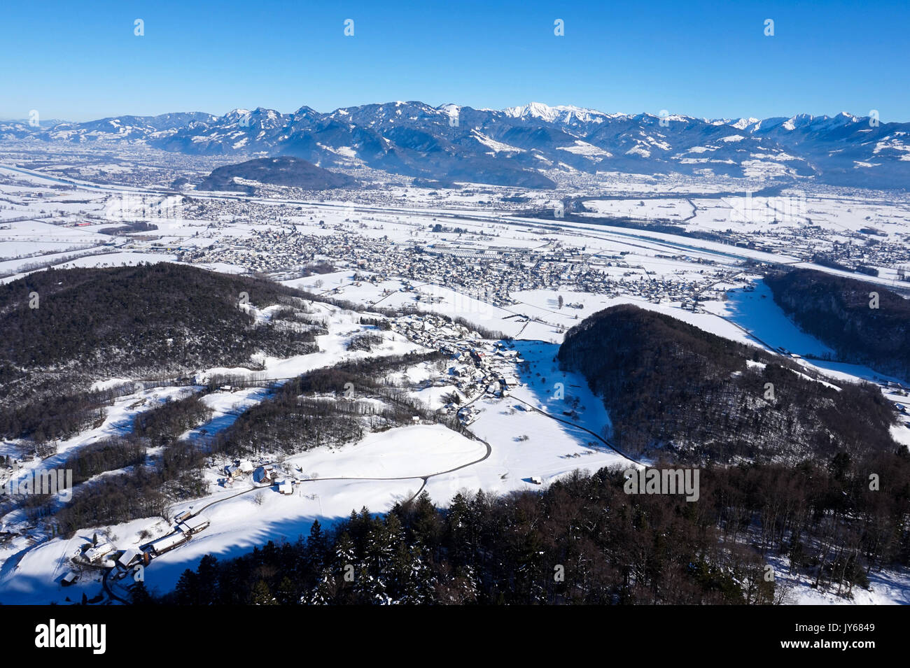 Luftaufnahme Gemeinde Oberriet, Rheintal *** Local Caption ...