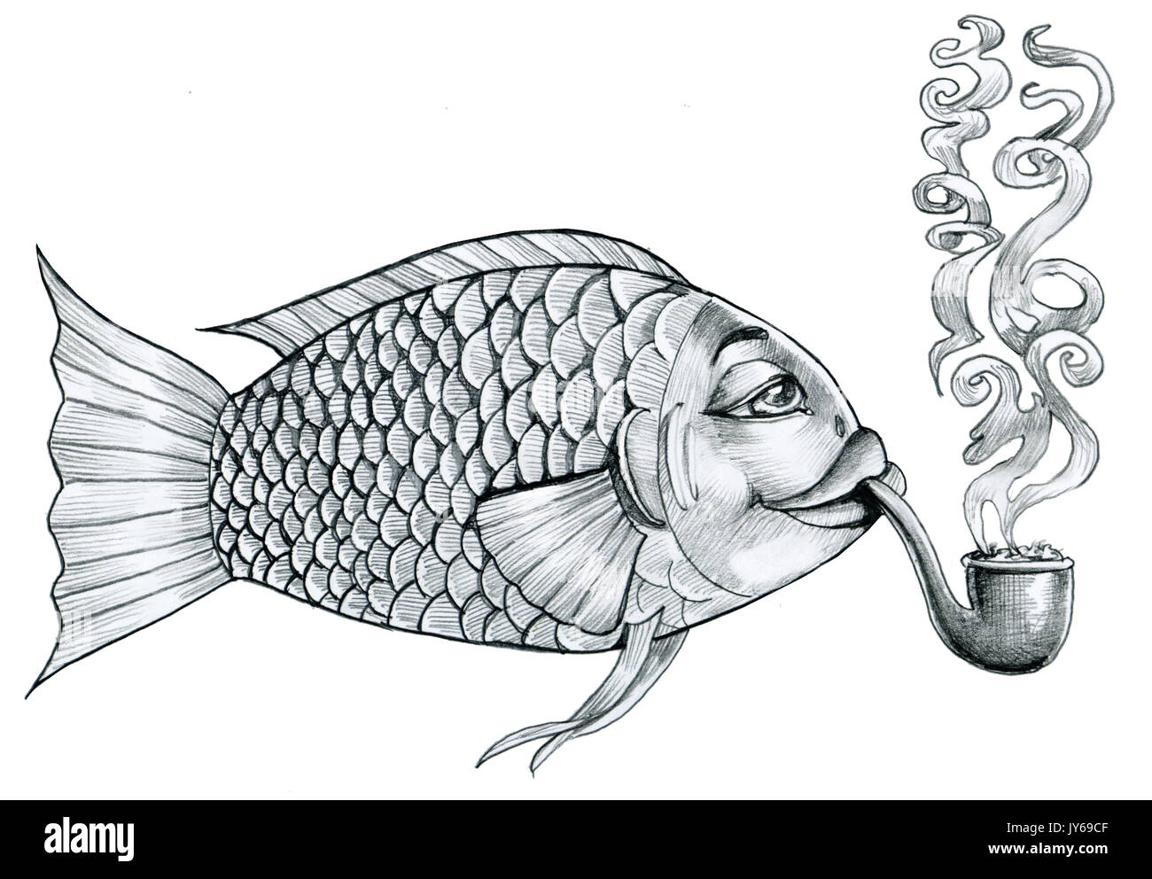 A fish quietly smokes the pipe Stock Photo - Alamy