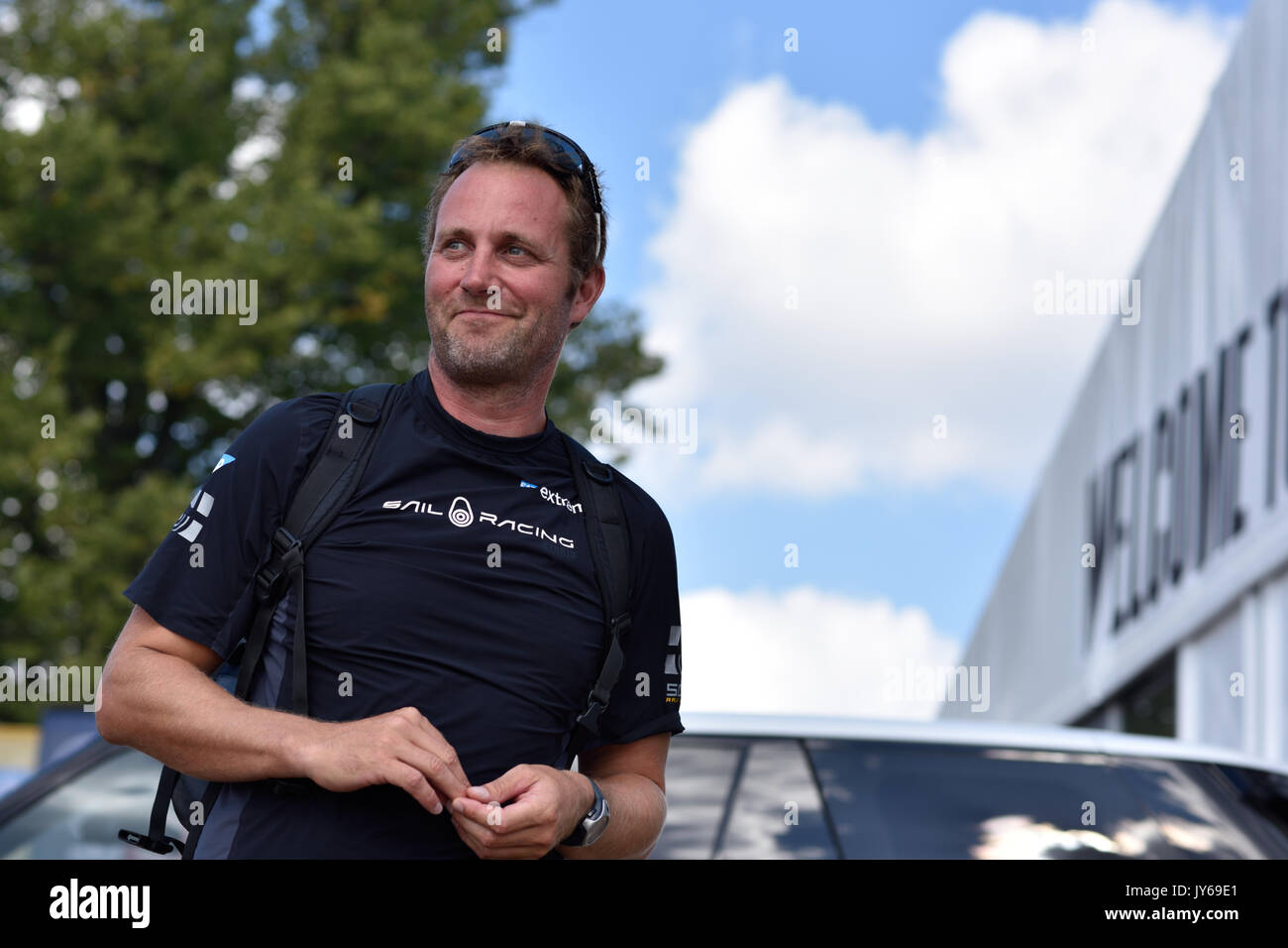 St. Petersburg, Russia - August 23, 2015: Co-skipper and helmsman Jes ...