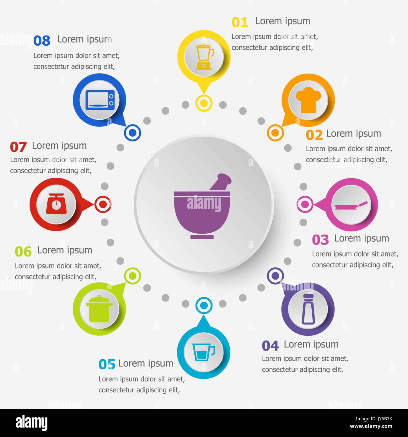 Infographic template with kitchen icons, stock vector Stock Vector ...