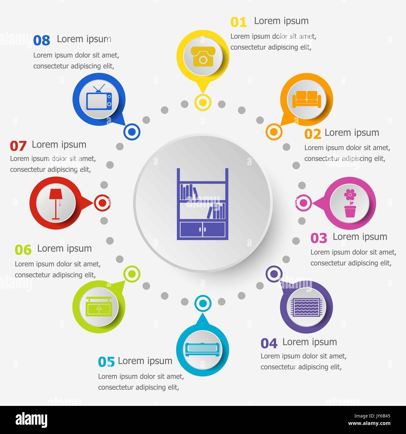 Infographic template with living room icons, stock vector Stock Vector ...