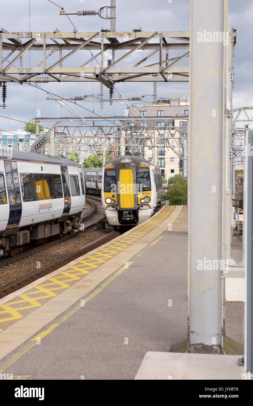 Greater Anglia Stanstead Express train passing Bethnal Green Station in ...