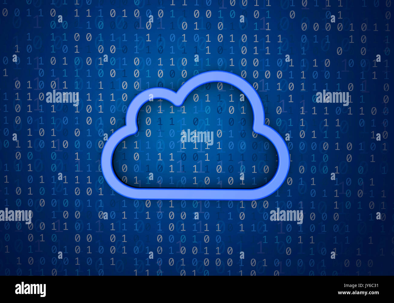 Cloud computing concept. Blue cloud shape on a binary code background. 3D Rendering Stock Photo ...
