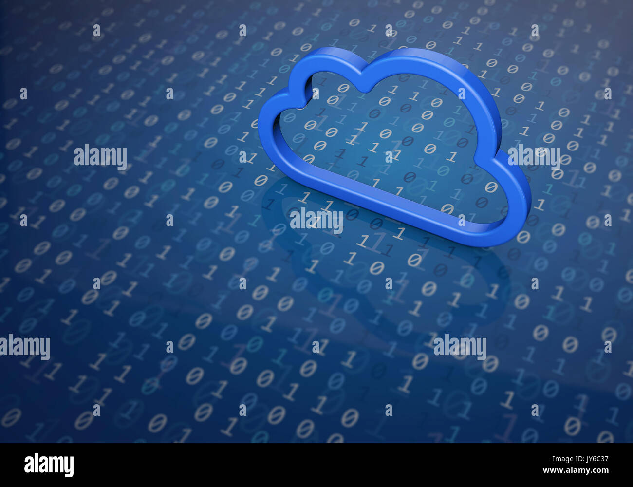 Cloud computing concept. Blue cloud shape on a binary code background. 3D Rendering Stock Photo ...