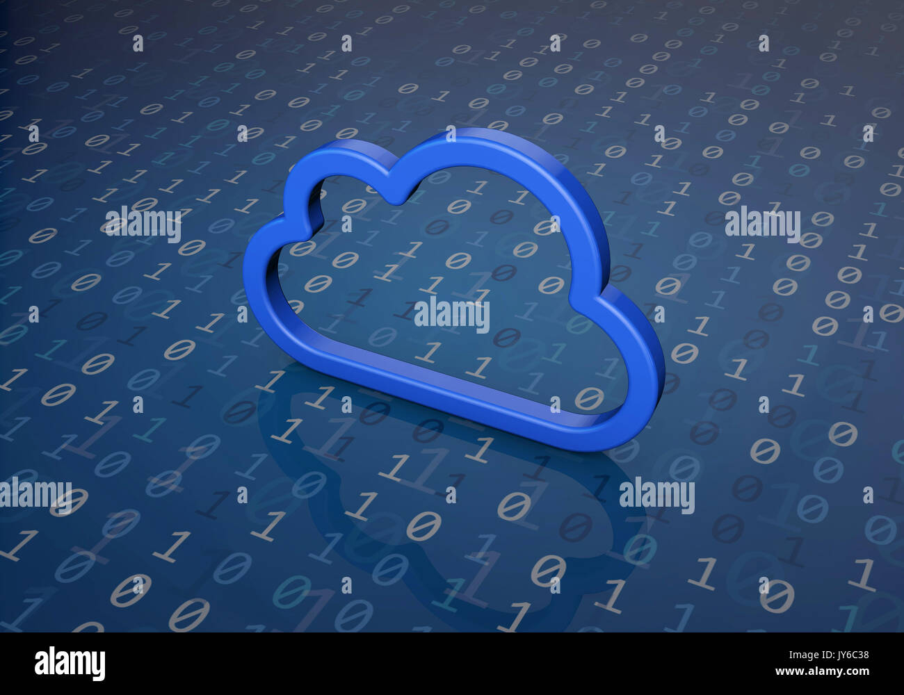 Cloud computing concept. Blue cloud shape on a binary code background. 3D Rendering Stock Photo ...