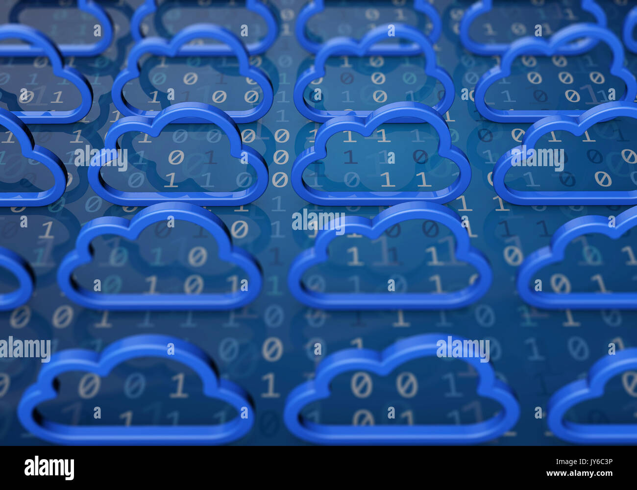 Cloud computing concept. Blue cloud shape on a binary code background. 3D Rendering Stock Photo ...