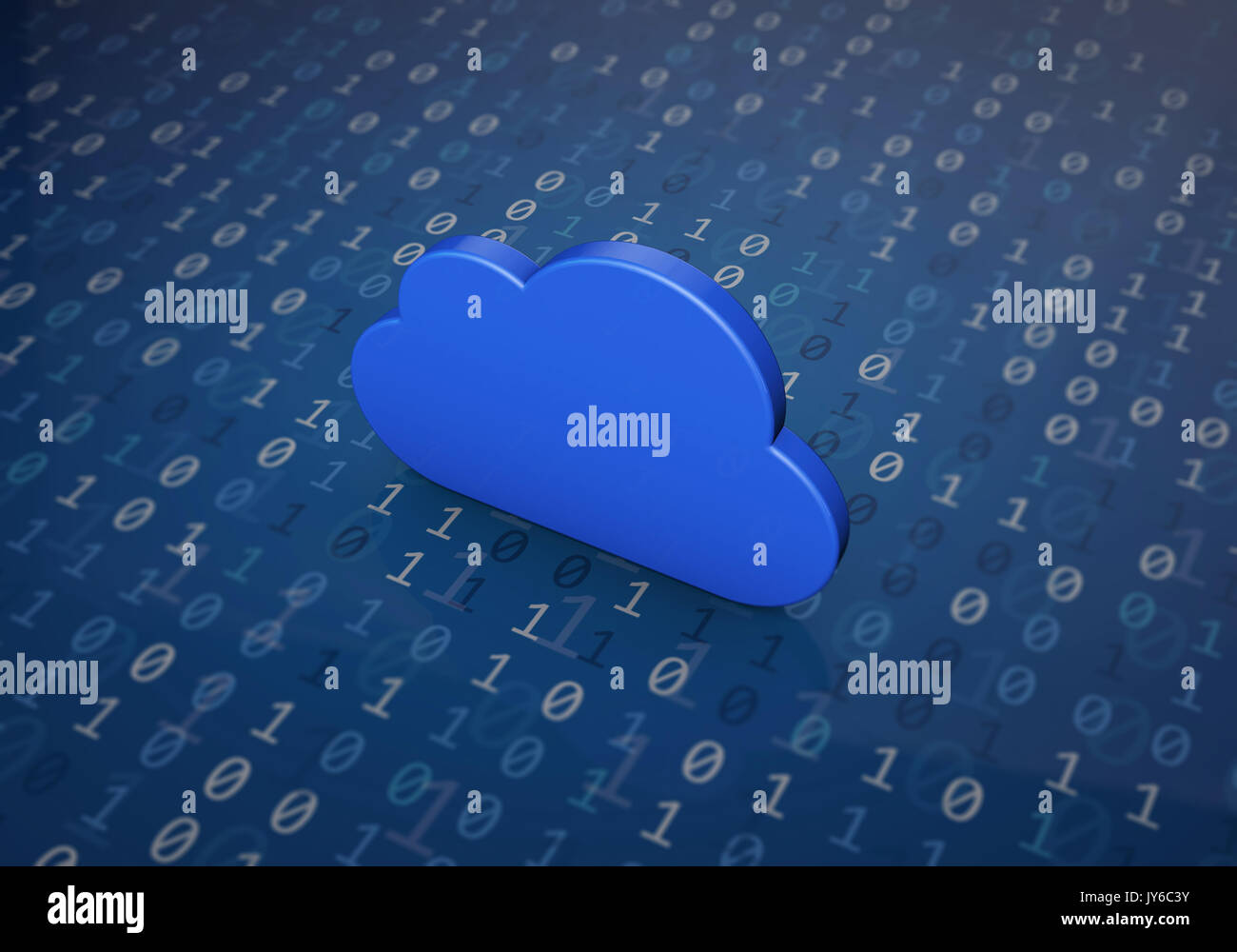 Cloud computing concept. Blue cloud shape on a binary code background. 3D Rendering Stock Photo ...