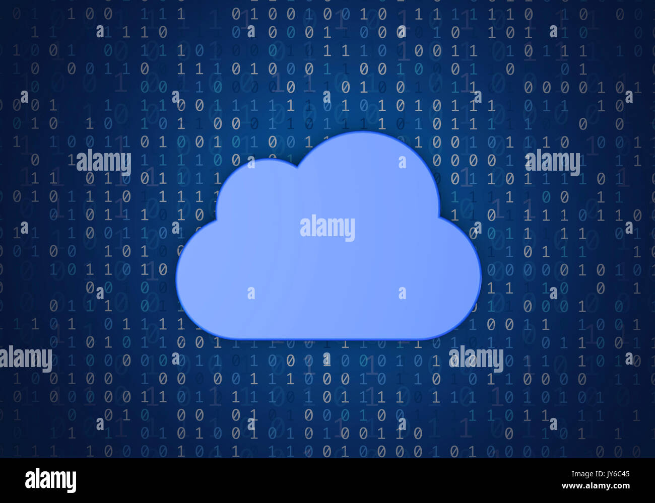 Cloud computing concept. Blue cloud shape on a binary code background. 3D Rendering Stock Photo ...